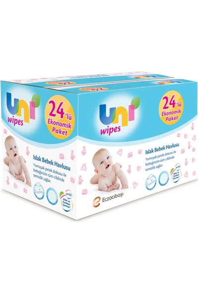Uni Baby Wipes Islak Havlu 24'lü KAPAKLI 56x24 (1344 Yaprak)