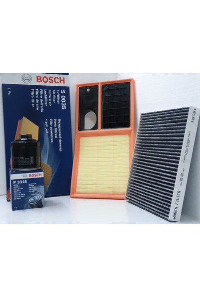 Bosch VW Polo 1.4 CGG Filtre Bakım Seti 3'lü 2009-2014 Karbonlu