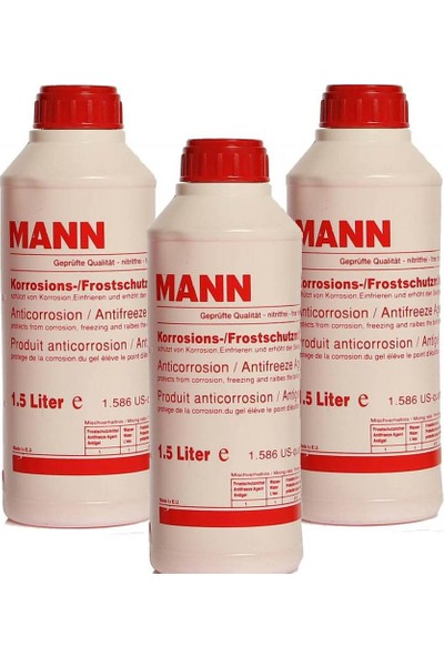 Mann Kırmızı Organik Antifriz 1.5 Lt -37 Germany Formula 3 Adet Mann Kırmızı Organik Antifriz 1.5 Lt -37 Germany Formula 3 Adet