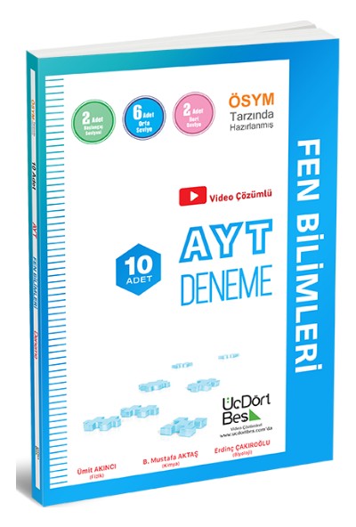 ÜçDörtBeş Yayınları AYT Fen Bilimleri 10'lu Deneme