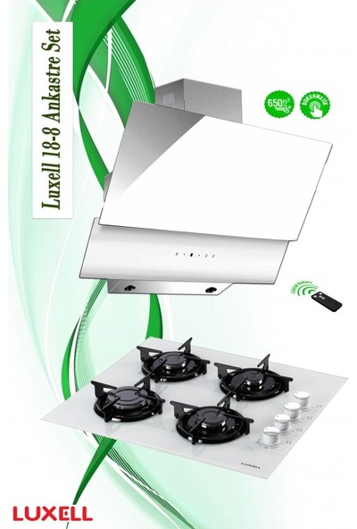 Luxell 2Li Beyaz Cam Ankastre Set 18-8
