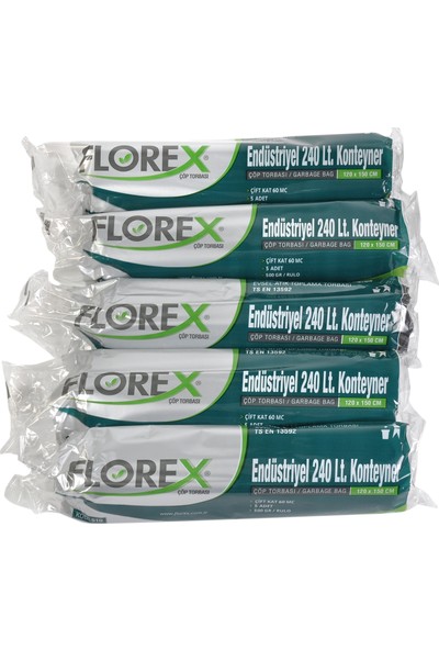 Florex Endüstriyel 240Lt Konteyner Siyah Çöp Torbası 120x150 cm 5 Rulo Florex Endüstriyel 240Lt Konteyner Siyah Çöp Torbası 120x150 cm 5 Rulo