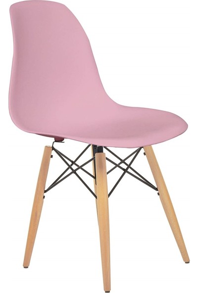 Seduna Pembe Eames Sandalye - Natural Ahşap Ayaklı Seduna Pembe Eames Sandalye - Natural Ahşap Ayaklı
