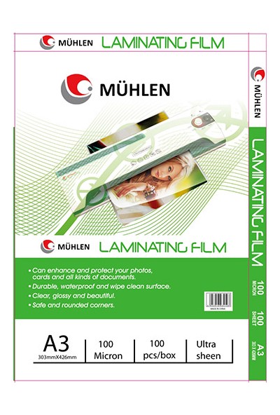 Mühlen A3 Laminasyon Filmi 100 Micron 1 Paket 100 Adet Mühlen A3 Laminasyon Filmi 100 Micron 1 Paket 100 Adet