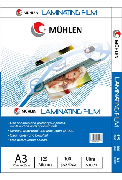 Mühlen A4 Laminasyon Filmi 125 Micron 1 Paket 100 Adet Mühlen A4 Laminasyon Filmi 125 Micron 1 Paket 100 Adet