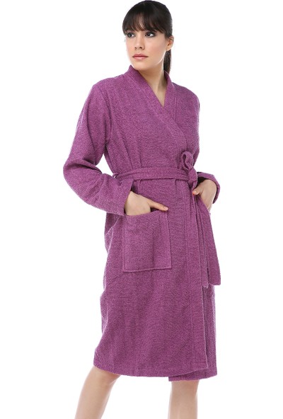 Pamuklu Bornoz Gül Kurusu M Beden