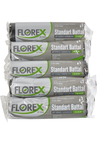 Florex Standart Battal Siyah Çöp Torbası 72x95 5 Rulo Florex Standart Battal Siyah Çöp Torbası 72x95 5 Rulo