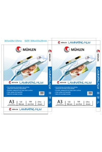 Laminasyon Filmi A3 125 Mc 100 Adet 1 Paket