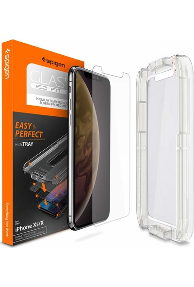 Spigen Apple iPhone 11 Pro / iPhone XS / iPhone X Cam Ekran Koruyucu Kolay Kurulum GLAS.tR EZ Fit Slim HD - 063GL24823 Spigen Apple iPhone 11 Pro / iPhone XS / iPhone X Cam Ekran Koruyucu Kolay Kurulum GLAS.tR EZ Fit Slim HD - 063GL24823