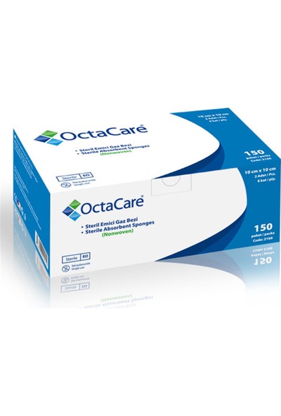 Octacare 2160 Steril Emici Gazlı Bez 10cm x 10cm 2li 150 Paket Octacare 2160 Steril Emici Gazlı Bez 10cm x 10cm 2li 150 Paket