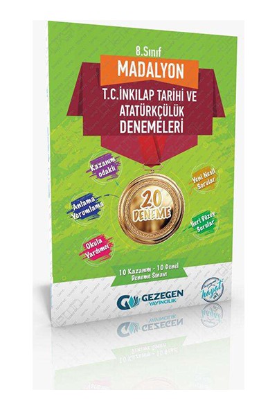 Gezegen 8. Sınıf Madalyon T.C.İnkılap Tarihi ve Atatürkçülük 20 Deneme