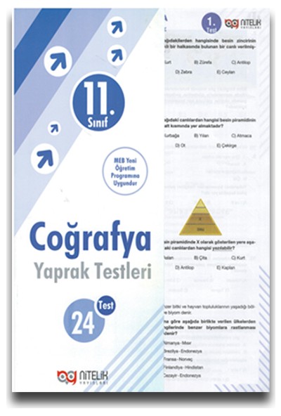 Nitelik Yayınları 11. Sınıf Coğrafya Yaprak Test Nitelik Yayınları 11. Sınıf Coğrafya Yaprak Test