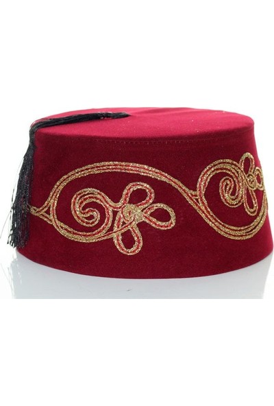 Gelince Alışveriş Fotoğraf Çekimi için İşlemeli Fes Bordo