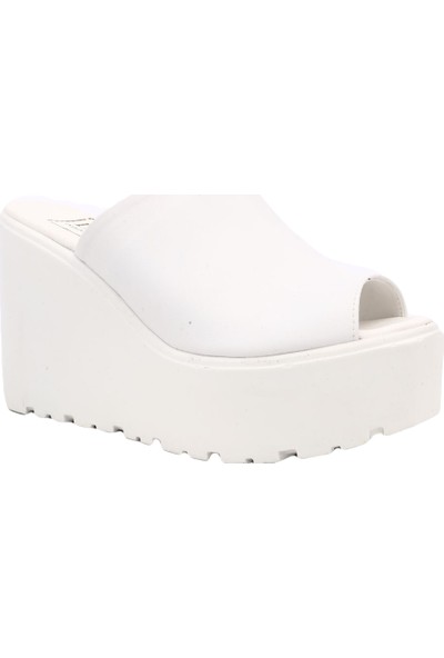Dgn K331 Kadın Mega Dolgu Taban Terlik Beyaz