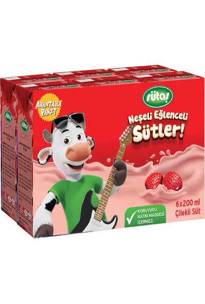 Sütaş Çilekli Süt 6X200 ml Sütaş Çilekli Süt 6X200 ml