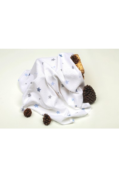 Sema Baby Çok Amaçlı Müslin Örtü 100 x 80 cm Mavi Yıldız Sema Baby Çok Amaçlı Müslin Örtü 100 x 80 cm Mavi Yıldız