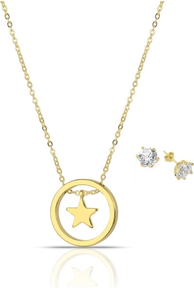 Forentina Bayan Altın Kaplama Yıldız Kolye küpe Hediye Set PS0734 Forentina Bayan Altın Kaplama Yıldız Kolye küpe Hediye Set PS0734