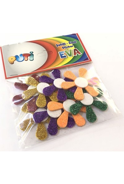 Puti Şekilli Simli Sticker Eva (Yapışkanlı) Papatya Puti Şekilli Simli Sticker Eva (Yapışkanlı) Papatya