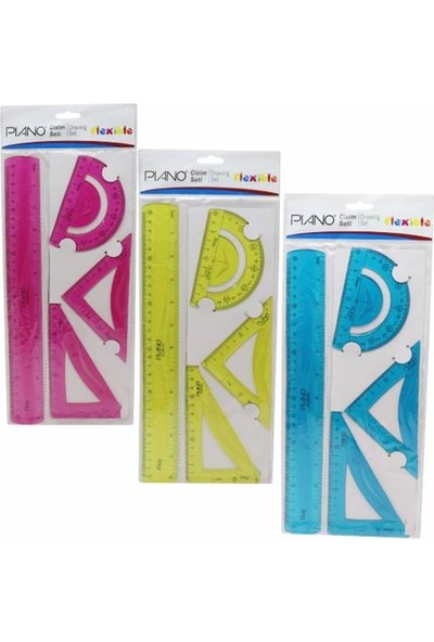 Piano Silikon Kırılmaz Cetvel Çizim Takımı 4 Parça