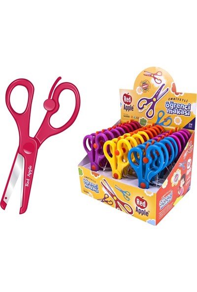 Red Apple Emniyetli Plastik Korumalı Yaylı Öğrenci Makası Sa2050 Red Apple Emniyetli Plastik Korumalı Yaylı Öğrenci Makası Sa2050