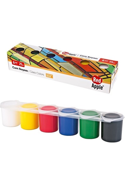Red Apple Cam Boyası Sıralı 6 Renk 6X25 Ml. Rc6 Red Apple Cam Boyası Sıralı 6 Renk 6X25 Ml. Rc6