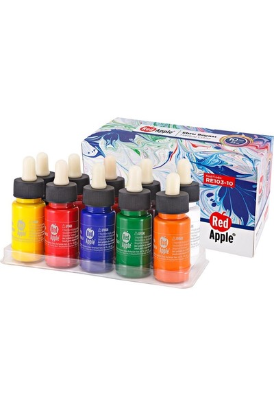 Red Apple 10 Renk Ebru Boyası 10X25 Ml. Re103-10
