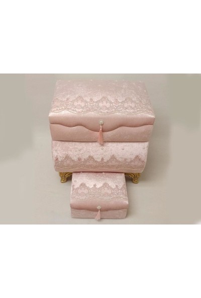 Amortisörlü Kuğu Ayaklı 2 Bölmeli 2'li Çeyiz Sandığı Pudra Amortisörlü Kuğu Ayaklı 2 Bölmeli 2'li Çeyiz Sandığı Pudra