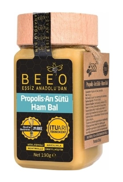BEE'O Propolis+Arı Sütü+ Ham Bal Karışımı (PAB) Yetişkinler İçin 190 gr