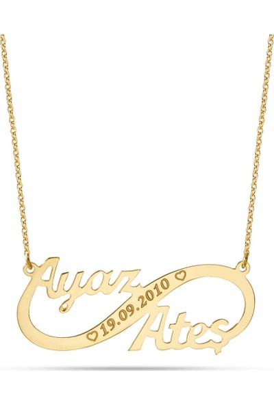Trend Takı Sonsuzluk Desenli İsimli Altın Kolye