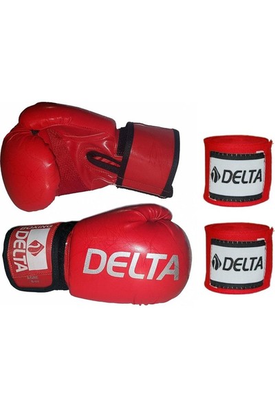 Delta Agre Deluxe PU Kırmızı Boks Eldiveni + Boks Bandajı Seti Delta Agre Deluxe PU Kırmızı Boks Eldiveni + Boks Bandajı Seti