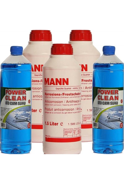 Mann Organik Kırmızı Antifriz 1.5 Lt (-37 ) (3 Adet) 4.5 Lt + 2 Adet Camsuyu Mann Organik Kırmızı Antifriz 1.5 Lt (-37 ) (3 Adet) 4.5 Lt + 2 Adet Camsuyu