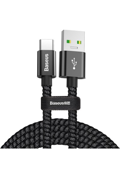 Baseus 5A Ultra Hızlı Şarj USB Şarj Kablosu Type-C 1 mt Siyah