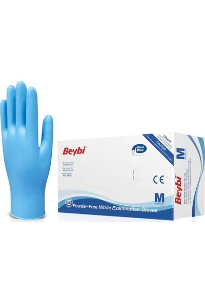 Beybi Mavi Nitril Eldiven Pudrasız 100'lü Paket M Beybi Mavi Nitril Eldiven Pudrasız 100'lü Paket M