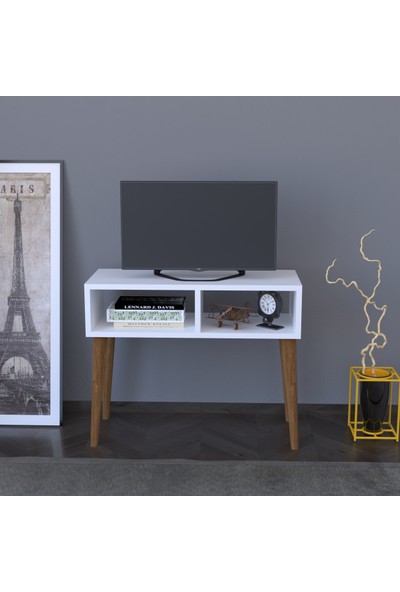 Remaks Retro Tv Sehpası - Beyaz Remaks Retro Tv Sehpası - Beyaz