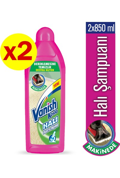Vanish Kosla Halı Şampuanı Makine Yıkama Ekstra Hijyen 2'li Paket (2x800 ml)