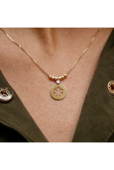 Demasgold Pırlanta 14 Ayar Altın Dorika Kar Tanesi Kolye 1
