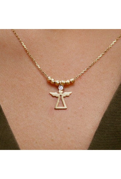 Demasgold Pırlanta 14 Ayar Altın Dorika Melek 2 Kolye 1