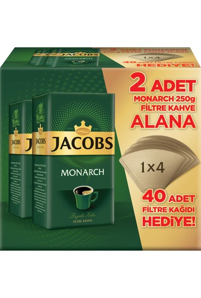 Jacobs Filtre Kahve 250 gr X 2 + 40 Adet Filtre Kağıdı Hediyeli Jacobs Filtre Kahve 250 gr X 2 + 40 Adet Filtre Kağıdı Hediyeli