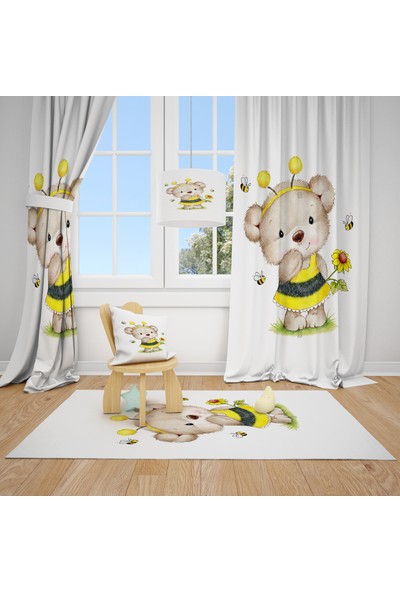 Cici Tasarım Arı Kostüm Minik Ayı Çocuk Bebek Odası Fon Perde 2 Kanat Cici Tasarım Arı Kostüm Minik Ayı Çocuk Bebek Odası Fon Perde 2 Kanat