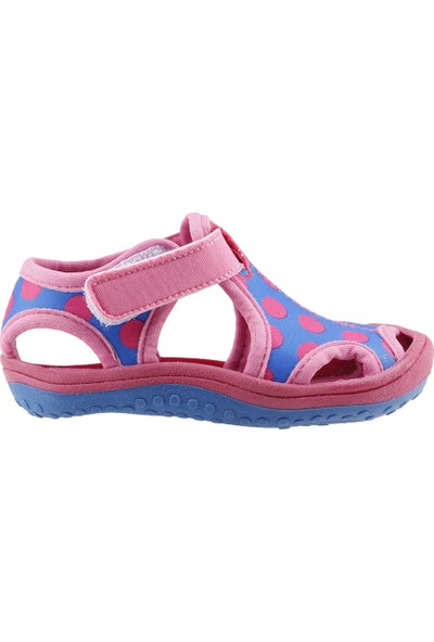 Ayakland Kids Puantiyeli Aqua Kız Çocuk Sandalet Deniz Ayakkabı Pembe-Lacivert