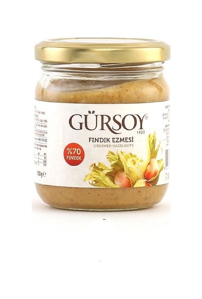 Gürsoy Fındık Ezmesi 180 gr Cam Kavanoz Gürsoy Fındık Ezmesi 180 gr Cam Kavanoz