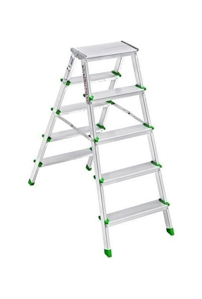 Saraylı Çift Taraflı Alüminyum Merdiven 5+5 Saraylı Çift Taraflı Alüminyum Merdiven 5+5