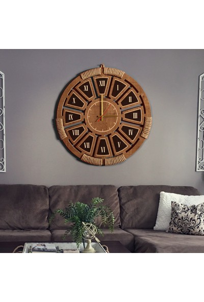 Ahşap Şehri Zeyrek Romen Rakamlı Otantik Hasır İşlemeli Ahşap Saat 55 cm Ahşap Şehri Zeyrek Romen Rakamlı Otantik Hasır İşlemeli Ahşap Saat 55 cm