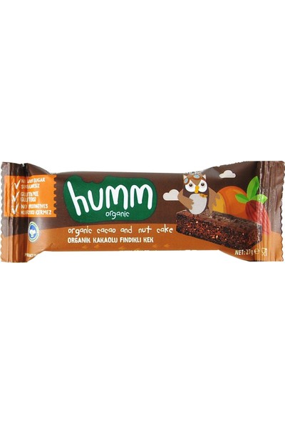Humm Organic Glutensiz Kakaolu Fındıklı Kek 27 gr Humm Organic Glutensiz Kakaolu Fındıklı Kek 27 gr