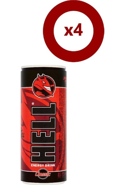 Hell Enerji İçeceği Classic 250ml 4'Lü Set