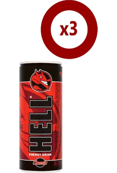 Hell Enerji İçeceği Classic 250ml 3'Lü Set