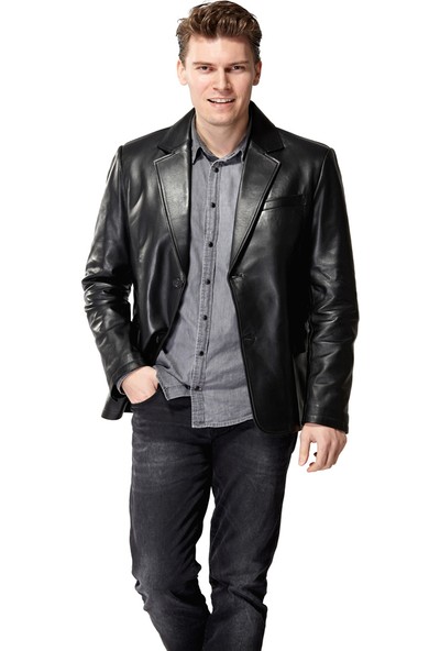 Deriza Garmini Siyah Deri Ceket