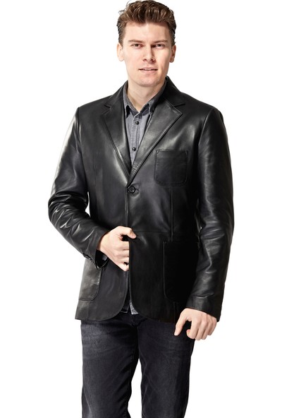 Deriza Morazzi Siyah Blazer Deri Ceket