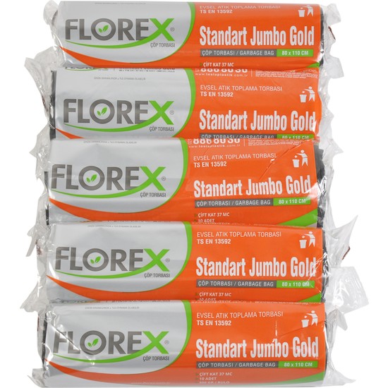 Florex Standart Jumbo Gold Siyah Çöp Torbası 80x110 cm 5 Fiyatı