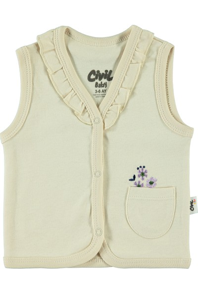 Civil Baby Kız Bebek Yelek 3-18 Ay Krem Civil Baby Kız Bebek Yelek 3-18 Ay Krem